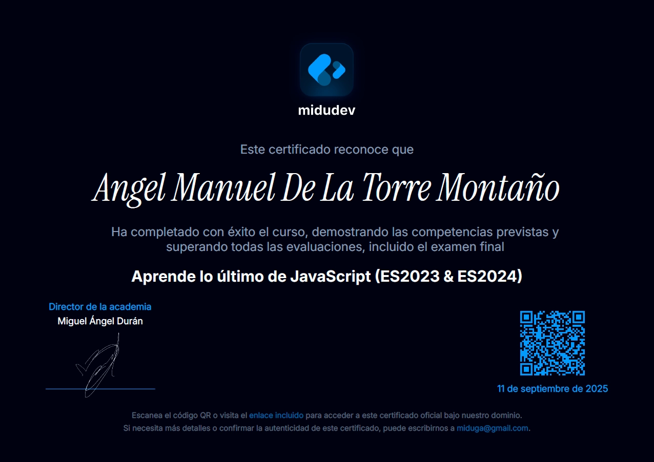 Certificaciones - Angel De La Torre